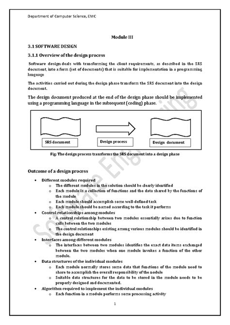 Module Iii Pca Lecture Notes Module Iii 3 Software Design 3 1