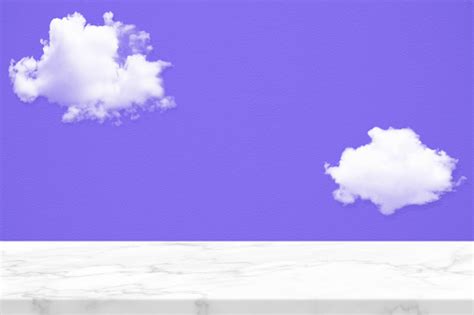 파란색 콘크리트 벽 질감 배경이 있는 흰색 구름이 있는 대리석 테이블 제품 프레젠테이션 배경 디스플레이 및 모형에 적합합니다 0명에 대한 스톡 사진 및 기타 이미지 Istock