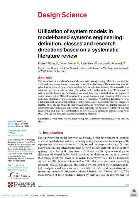 Pdf Utilization Of System Models In Model Based Systems Engineering