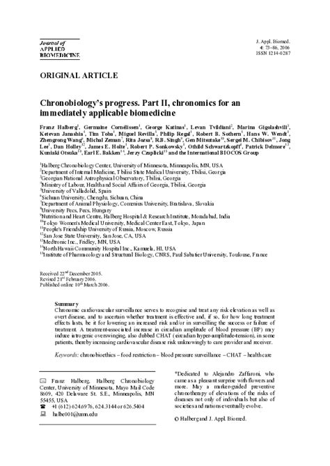 Pdf Chronobiologys Progress Part Ii Chronomics For An Immediately Applicable Biomedicine