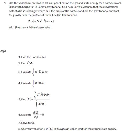 solved 1 use the variational method to set an upper limit