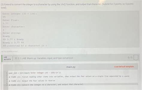 Solved 333 Lab Warm Up Variables Input And Type