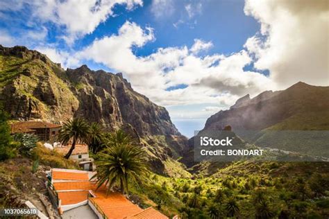 Masca 협곡의 산 풍경입니다 테네리페 카나리아 제도 있는 작은 마을 해안의 아름 다운 전망 Masca Gorge에 대한 스톡 사진 및 기타 이미지 Istock