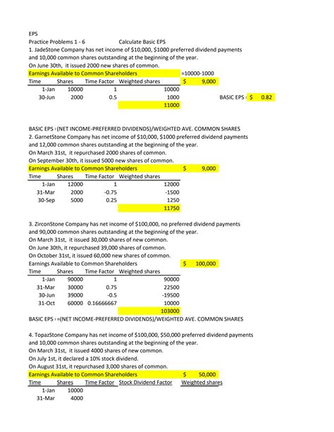 SOLUTION Basic Eps Calculations Studypool