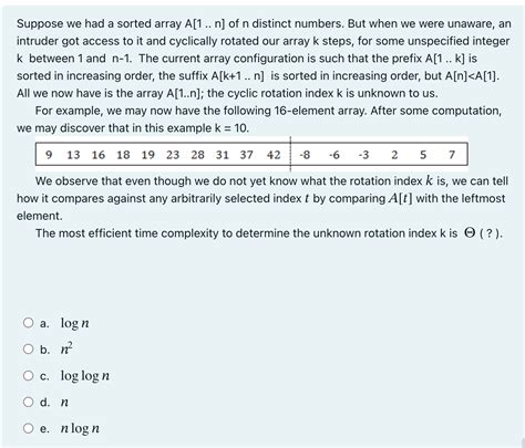 Solved Suppose We Had A Sorted Array A 1 ﻿n ﻿of N