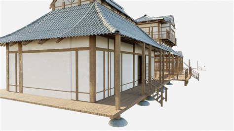 3d Model Japanese Modular Buildings With 4k Textures Vr Ar Low Poly