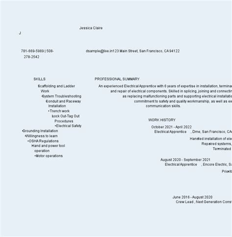 Great Apprentice Resume Examples LiveCareer Great Apprentice Resume Examples LiveCareer