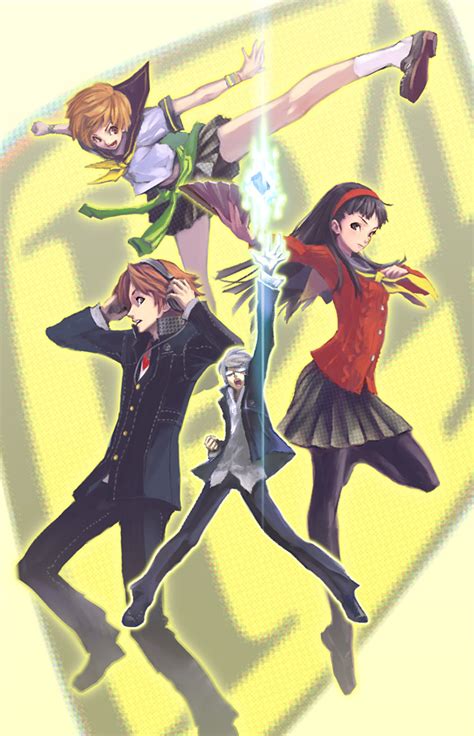 Narukami Yuu Satonaka Chie Amagi Yukiko And Hanamura Yousuke Persona And 1 More Drawn By