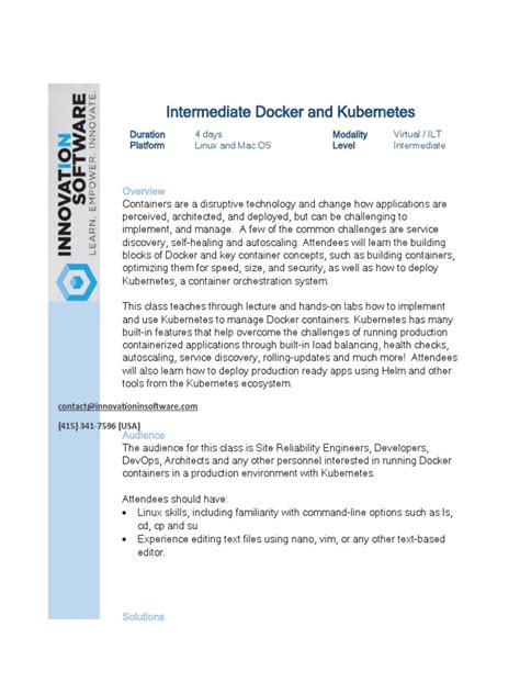 Intermediate Docker And Kubernetes Pdf Computer Networking Software Architecture