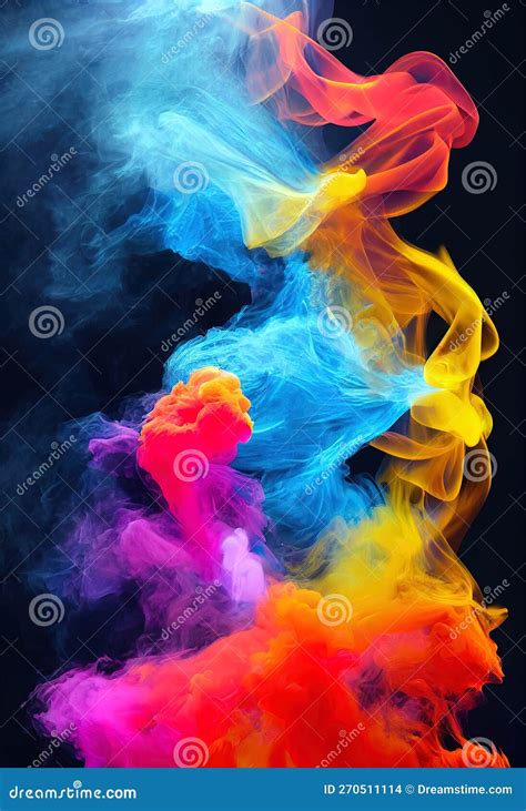 A Colorful Smoke Cloud Is Shown In This Image Of A Black Background With A Black Background And