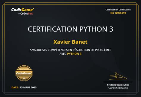 Codingame Certification