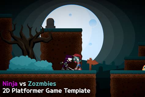 2d platformer ninja vs zombies game template packs unity asset store