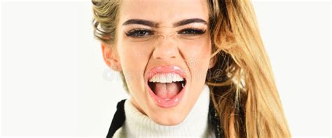 Crazy Woman Screaming And Shouting Human Emotions Facial Expression