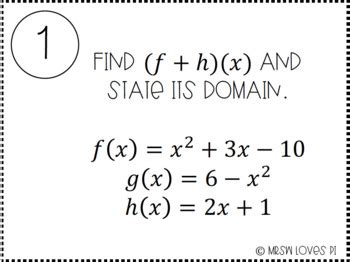 Functions Their Graphs Task Cards By MrsW Loves Pi TpT