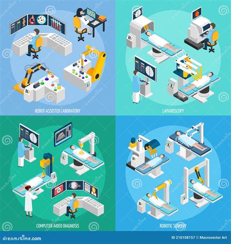 Robot Assisted Surgery Flat Vector Illustration Surgeon And Patient