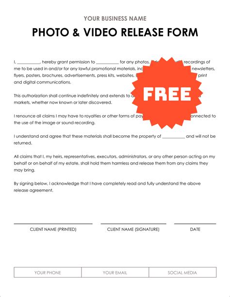 Photo Release Form Template