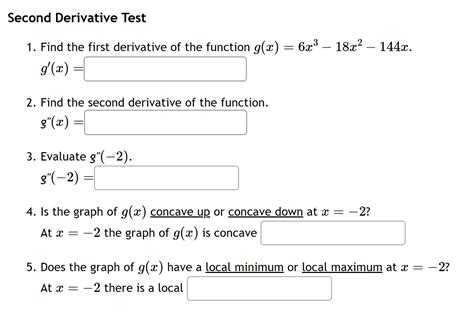 Solved Second Derivative Test 1 Find The First Derivative