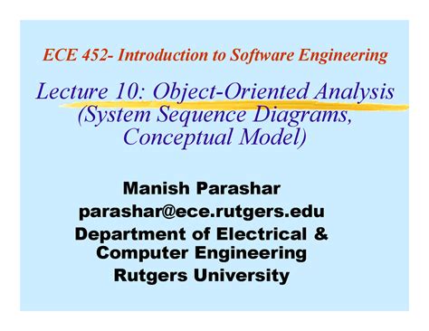 Object Oriented Analysis Introduction To Software Engineering Lecture