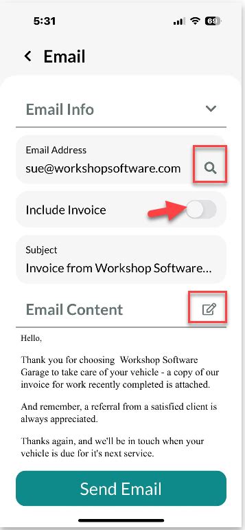 Mobile App Invoice Functionality Workshop Software Workshop Management Software