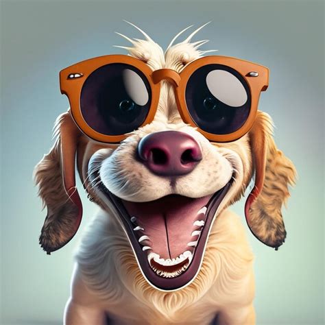 Lindo Perro Riendo Y Con Gafas Foto Premium