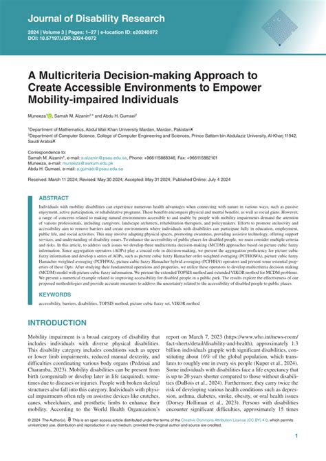 Pdf A Multicriteria Decision Making Approach To Create Accessible Environments To Empower