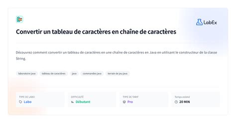 Convertir Un Tableau De Caractères En Chaîne De Caractères En Java Labex