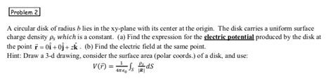 solved problem 2 a circular disk of radius b lies in the