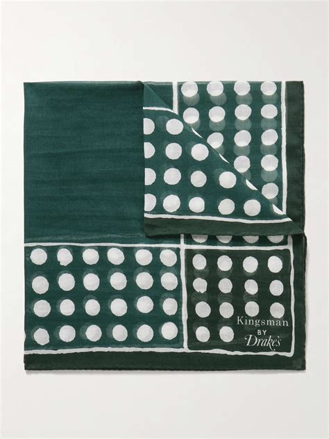 드레익스 로고 프린트 폴카 도트 코튼 실크 혼방 포켓 스퀘어 Kingsman 미스터포터