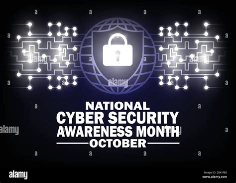 National Cyber Security Awareness Month October Vector Illustration
