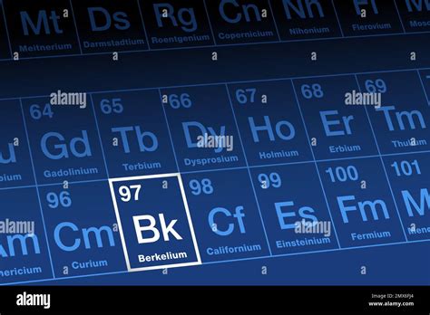 Berkelium On Periodic Table Radioactive Transuranic And Metallic Element In The Actinide Series