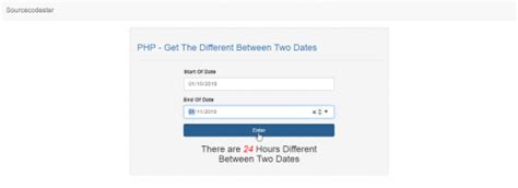 Php Get The Different Between Two Dates Free Source Code And Tutorials