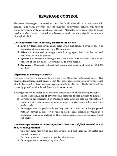 4 Beverage Control Pdf Alcoholic Beverages Drink