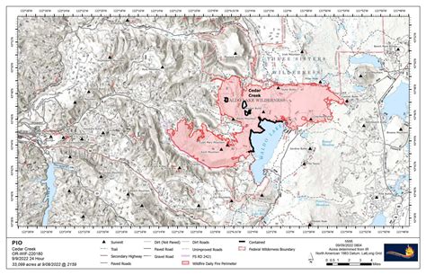Cedar Creek Fire Update September 9 Central Oregon Fire Information