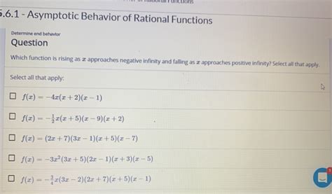 Solved Functions Asymptotic Behavior Of Rational Chegg Com