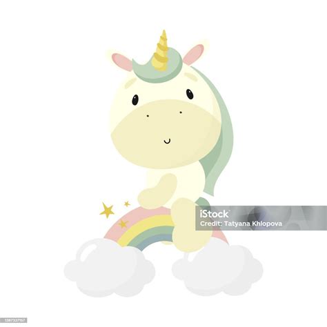 무지개에 매직 유니콘 아이들의 물건 카드 포스터 배너 책 팩인쇄 옷 직물 벽지 섬유 또는 요리에 인쇄 벡터 그림입니다 0명에 대한 스톡 벡터 아트 및 기타 이미지 Istock
