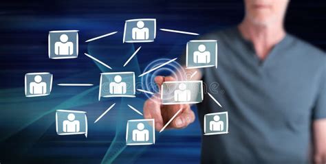 Man Touching A Social Media Network Stock Photo Image Of Business Network 132738774