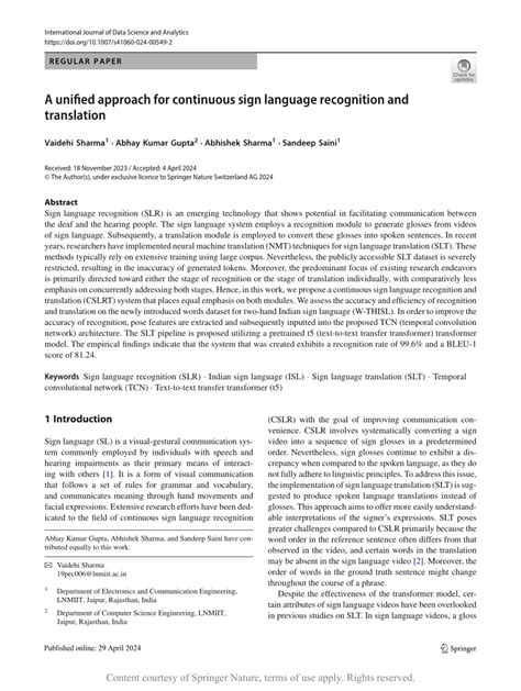 A Unified Approach For Continuous Sign Language Recognition And