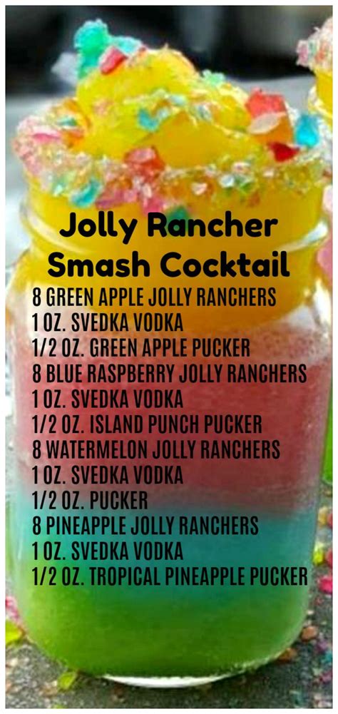 Jolly Rancher Smash Cocktail Recipe Alcohol Drink Recipes Alcohol