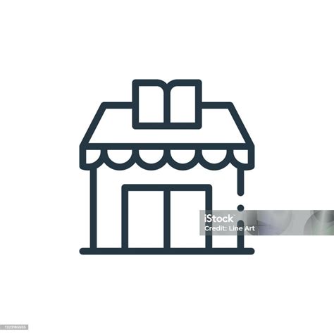 책 개념에서 서점 아이콘 벡터 서점 편집 가능한 스트로크의 얇은 선 일러스트 웹 및 모바일 앱 로고 인쇄 미디어에 사용하기 위한
