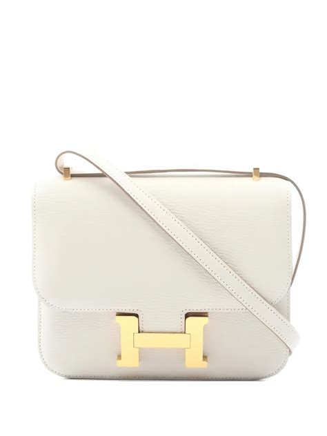 Hermès Pre Owned Mini Constance H Clasp Cross Body Bag Neutrals
