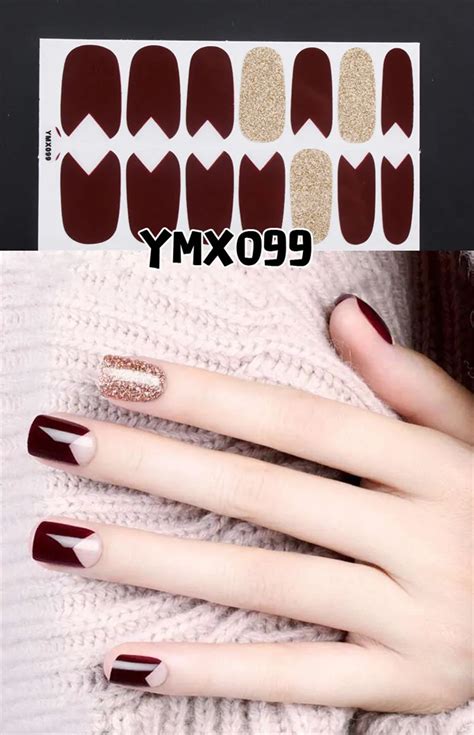 ₩33469에서 14 팁 시트 한국 스타일 전체 네일 아트 스티커 랩 손톱 패치 Decals Diy 방수 매니큐어 스트립