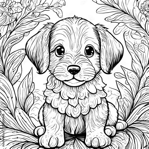 Stock Illustration „아주 간단한 강아지 색칠 공부 도안 Adobe Stock