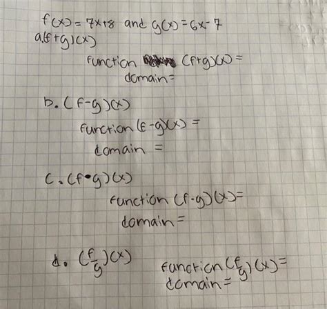 solved f x 7x 8 and g x 6x−7 a f g x function