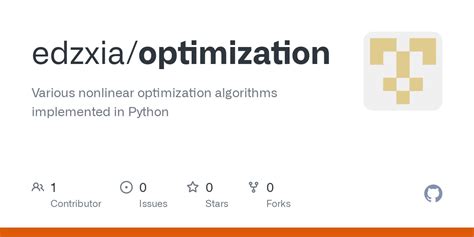 GitHub Edzxia Optimization Various Nonlinear Optimization Algorithms