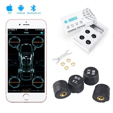 Pre Order Tpms Bluetooth Low Energy Car Tire Pressure Monitor System 4 External Sensors With Air
