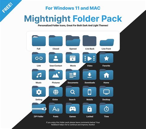 SkinPackTheme For WindowsWindows 11 Midnight Folder Icons