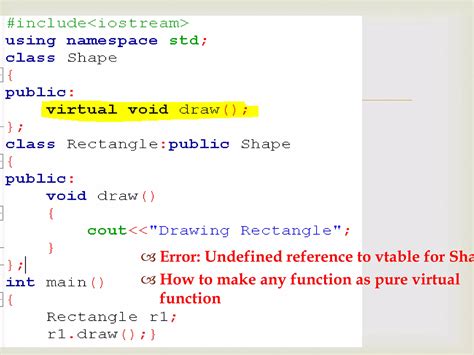 Virtual Function In C Pure Virtual Function Pptx Programming Languages Computing