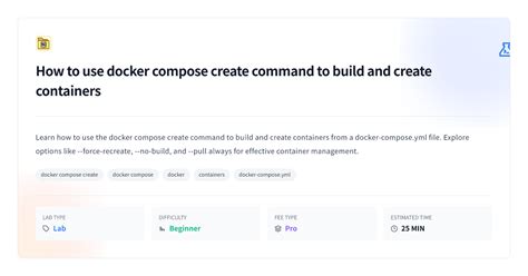 How To Use Docker Compose Create Command To Build And Create Containers