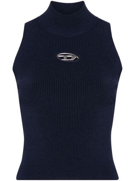 Diesel M Onervax Ribbed Knit Tank Top Blue Diesel Top Aesthetic