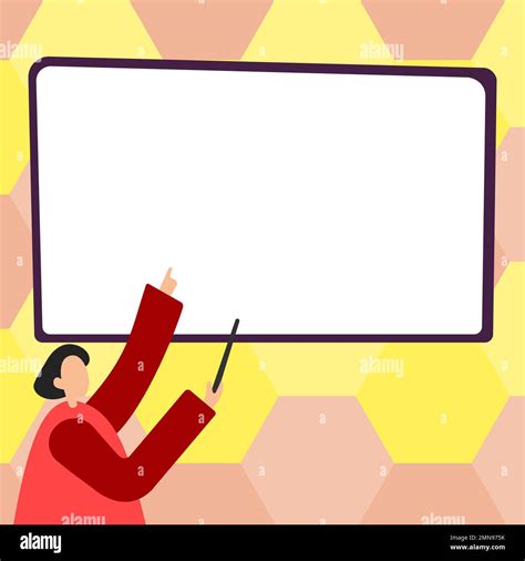 Woman Pointing With Pointer Stick To Important Information Written On